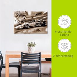 Wandbild Artland, B:120cm H:80cm, braun, Alu Dibond, Wohnzimmer, Bilder, "Die belgische Legende Jacky Ickx", als Alubild, Leinwandbild, Poster,