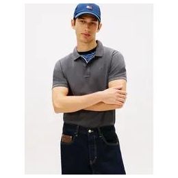 Tommy Hilfiger Poloshirt TOMMY JEANS "TJM SLIM PLACKET POLO EXT", Herren, Gr. 4XL, washed schwarz, Piqu&eacute;, Obermaterial: 100% Baumwolle, slim fit, Shirts