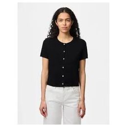 Strickjacke Pieces "PCORINA SS O-NECK KNIT CARDIGAN PW BC", Damen, Gr. S, schwarz, Strick, Obermaterial: 52% Viskose, 28% Polyester, 20% Nylon, unifarben, loose fit kurz, Rundhals, Strickjacken Strickjacke
