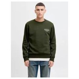 Jack & Jones Sweatshirt JACK & JONES "JJMAKOTO SWEAT CREW NECK", Herren, Gr. XL, duffel bag print:small print, angeraute Sweatware, Obermaterial: 80% Baumwolle, 20% Polyester, bedruckt, regular fit, Rundhals, Rippb&uuml;ndchen, Sweatshirts Sweatshirt