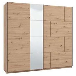 Schwebet&uuml;renschrank Home Affaire "Aleria Schiebet&uuml;renschrank, Kleiderschrank, W&auml;scheschrank, Garderobe", artisan eiche, B:220cm H:205cm T:62cm, Holzwerkstoff, Schr&auml;nke, Schwebet&uuml;renschrank, mit Spiegel, 2 Metallkleiderstangen, in 2 Farben, Breite 220