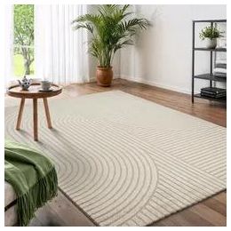 Designteppich OTTO HOME "Eliaan 3D Optik/Hoch-Tief Effekt", beige, B:200cm H:14mm L:290cm, Polyester, Polypropylen (PP), Teppiche, hohe Flordichte und angenehm weich, Teppich Wohnzimmer Boho Design