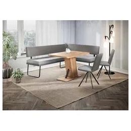 Eckbankgruppe OTTO HOME "Gabi Essecke, Sitzgruppe, Eckbankgruppe, K&uuml;chenbankgruppe", graublau, grau, schwarz, B:214cm H:87cm T:164cm, MDF, Massivholz, Metall, Polyester, Spanplatte, Sitzm&ouml;bel-Sets, Eckbankgruppe, Gestell aus matt-schwarzem Flachmetall, stabil, 2-Stoff-Design