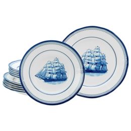 Creatable Tafelservice "Segelschiff, Service 12-tlg.", 12blau, Geschirr-Sets, Elegante Fahnenform, Schiffsdekor