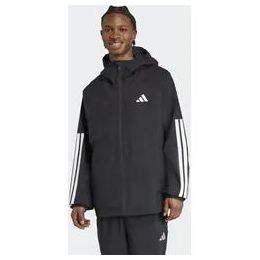 Trainingsjacke Adidas SPORTSWEAR "ESS 3S RAIN H J", Herren, Gr. S, schwarz, Obermaterial: 100% Polyester, Jacken Trainingsjacke
