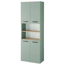 Hochschrank SAPHIR "Quickset 500, Badschrank 61,6 cm breit, 4 T&uuml;ren", salbei nachbildung, B:61,6cm H:176cm T:32,2cm, Holzwerkstoff, Schr&auml;nke, Hochschrank, 4 Einlegeb&ouml;den, 1 offenes Fach, Badezimmer-Hochschrank