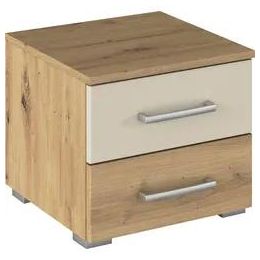 Nachtkommode Rauch "Nachttisch Nachtkonsole Beistelltisch Kommode Sideboard BURANO", braun (eiche artisan, champagner), B:40cm H:36cm T:40cm, Holzwerkstoff, Sideboards, mit farblich abgesetzter Schublade MADE IN GERMANY