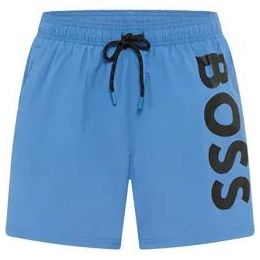 Badeshorts BOSS "Octopus", Herren, Gr. L, N-Gr, bright blau 436, Web, Obermaterial: 100% Polyamid, Badehosen Badeshorts, Mit BOSS Logoschriftzug, elastischer Taillenbund mit Kordel