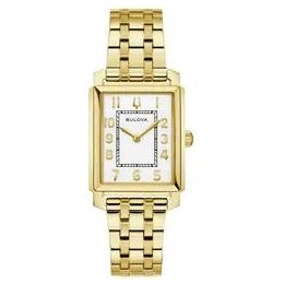 Quarzuhr Bulova "Sutton", goldfarben, wei&szlig;, Armbanduhren, Damen, Quarzuhr, Armbanduhr, Damenuhr, Edelstahlarmband, analog