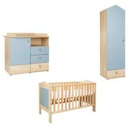 Babyzimmer-Komplettset Arthur Berndt "Babyzimmer-Set &raquo;Roofy&laquo; 3-teilig mit 1-t&uuml;rigem Kleiderschrank", nagano, oak, nachbildung, salbei, ohne Matratze, B/H: 70cm x 140cm, Schlafzimmerm&ouml;bel-Sets
