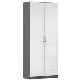 Mehrzweckschrank Rauch "Garderobe Kleiderschrank Schrank Schuhschrank Putzschrank MINOSA", graumetallic, hochglanz wei&szlig;, griffe graumetallic, B:91cm H:210cm T:41cm, Holzwerkstoff, Schr&auml;nke, Mehrzweckschrank, In 4 Breiten mit vielen Einlegeb&ouml;den f&uuml;r viel Stauraum MADE IN GERMANY