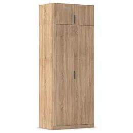 Kleiderschrank Rauch "Dreht&uuml;renschrank Schrank Garderobe Ankleide Schlafzimmer LAGOA", eiche sonoma, B:91cm H:235cm T:54cm, Holzwerkstoff, Schr&auml;nke, Kleiderschrank, moderne Kantengriffe aus Metall, optional mit Aufsatz MADE IN GERMANY