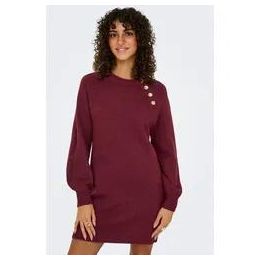 Midikleid Only "ONLEMMA LIFE LS BUTTON ONEC DRESS CC KNT", Damen, Gr. M, N-Gr, gold (cabernet detail:melange, gold button), Obermaterial: 50% Polyacryl, 50% Polyester, meliert, regular fit, Rundhals, Rippb&uuml;ndchen, Kleider Midikleid, Sommerkleid