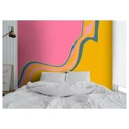 Livingwalls Vliestapete LIVING WALLS "Fototapete Abstrakt Pink Gelb Bunt Modern Pop-Art", rosa (pink), B:2,7m H:0,02m L:4m, Vlies, Tapeten