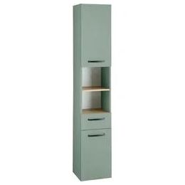 Hochschrank SAPHIR "Quickset 500, Badschrank 32,4 cm breit", salbei nachbildung, B:32,4cm H:176cm T:32,2cm, Holzwerkstoff, Schr&auml;nke, Hochschrank, 3 Einlegeb&ouml;den, 1 offenes Fach, Badezimmer-Hochschrank