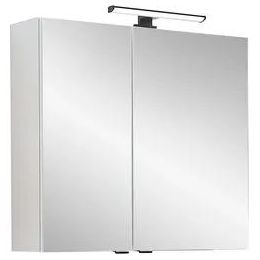 Badezimmerspiegelschrank SAPHIR "Quickset 500, 2 T&uuml;ren, 67cm breit, LED-Aufsatzleuchte", wei&szlig; matt, B:67cm H:64cm T:20cm, Schr&auml;nke, inkl. Schalter und Steckdose