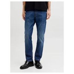 Jack & Jones Regular-fit-Jeans JACK & JONES "JJICLARK mit Used-Look und Stretch f&uuml;r den Alltag", Herren, Gr. 31, L&auml;nge 32, blau denim, Denim/Jeans, Obermaterial: 92% Baumwolle, 6% Polyester, 2% Elasthan, unifarben, regular fit lang, Jeans, mit Abriebeffekten
