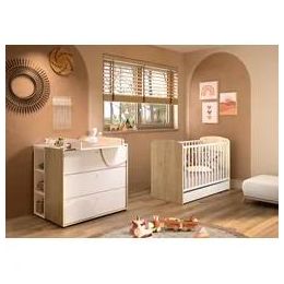 Babyzimmer-Komplettset GALIPETTE "BASILE SET N3 5 tlg", wei&szlig;, kastanie natur nachbildung, Uni Weiss / Kastanie Natur Nachbildung + ohne Matratze, B/H: 70cm x 140cm, Uni Weiss / Kastanie Natur Nachbildung, Spanplatte, Schlafzimmerm&ouml;bel-Sets, Das Wesentliche zur Aufbewahrung