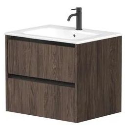 Waschtisch Welltime "City, Badm&ouml;bel, Badkommode, Badschrank, in verschiedenen Breiten", braun oak, B:61cm H:50cm T:46cm, FSC-zertifizierter Holzwerkstoff, Waschtische, Waschtisch, mit Soft-Close-Funktion, inklusive Waschbecken, FSC zertifiziert