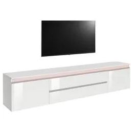 Lowboard Home Affaire "Magic,Lowboard,TV-Kommode,TV-M&ouml;bel,TV-Bank", wei&szlig; hochglanz, B:240cm H:55cm T:40cm, FSC-zertifizierter Holzwerkstoff, Sideboards, Lowboard, Hochglanzlackiert, Alugriff, 2 T&uuml;ren, 2 Schubk&auml;sten,B/T/H 240&times;40&times;55 cm