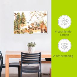 Wandbild Artland, B:90cm H:60cmfarbe bild(er): gr&uuml;n, Alu Dibond, Wohnzimmer, Bilder, "Die Tiere des Waldes", als Alubild, Leinwandbild, Poster,