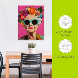 Wandbild Artland, B:60cm H:80cm, bunt, Alu Dibond, Wohnzimmer, Bilder, "Wild und fabelhaft, Frau mit Blumenkranz", als Alubild, Leinwandbild, Poster,