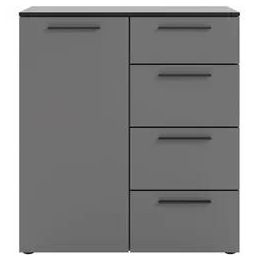 Kommode MANJANA M&Ouml;BEL "mit Schwarz matten Metallgriffen in verschiedenen Ausf&uuml;hrungen", basatlgrau, metall schwarz matt, B:90cm H:99,8cm T:40cm, Holzwerkstoff, Metall, Sideboards, Kommode, mit Soft-Close-Funktion, mit melaminbeschichteter Oberfl&auml;che