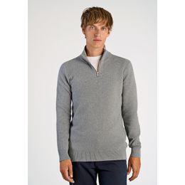 Troyer LINDBERGH "Troyer Relaxed Fit", Herren, Gr. XL, grau (dk grau), Obermaterial: 60% Baumwolle, 40% Polyester, unifarben, hoch geschlossener Ausschnitt, Pullover Troyer