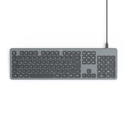 Hama Tastatur "Tastatur CK-400 (kabelgebunden, beleuchtet, QUERTZ)", grau, B&uuml;ro, Tastaturen
