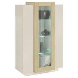 Vitrine Home Affaire "Coro, Vitrine, Glasvitrine, Vitrinenschrank, Stauraumvitrine", beige (eiche chopin, kaschmir), B:80cm H:120,5cm T:38cm, FSC-zertifizierter Holzwerkstoff, Glas, Schr&auml;nke, Vitrine, 3 T&uuml;ren davon 1 Glast&uuml;r, 9 F&auml;cher, Doppeltiefe, H&ouml;he 120,5cm