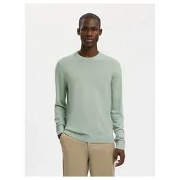 Strickpullover Selected "SLHTRAY LS KNIT MERINO CREW NECK NOOS", Damen, Gr. L, aqua gray, Strick, Obermaterial: 100% Wolle, unifarben, regular fit normal, Rundhals, Rippb&uuml;ndchen, Pullover Strickpullover, Wolle, regular fit