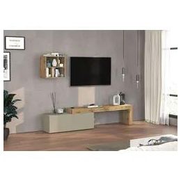TV-Wand OTTO HOME "Chronos TV-Set, Wohnwand &ndash; Elemente frei platzierbar, Made in Italy", taube, eiche wotan, B:240cm H:190cm T:40cm, Kastenm&ouml;bel-Sets, Lowboard Breite 240 cm, H&auml;ngeregal Breite 50 cm, Made in Italy