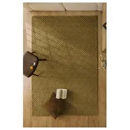 Teppich Wecon Home "Castello TWO", blass gr&uuml;n, B:140cm H:7mm L:200cm, Schurwolle, Teppiche, Teppich, Schurwolle, Kurzflor mit Hoch-Tief-Effekt, Wohnzimmer, Rautenmuster