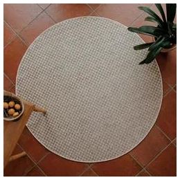 Teppich Wecon Home "Miami South Beach", sand beige, H:5mm &Oslash;:160cm, Polypropylen, Teppiche, Teppich, In- & Outdoor Teppich, wetterfest, kariert, Balkon, pflegeleicht