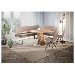 Eckbankgruppe OTTO HOME "Gabi Essecke, Sitzgruppe, Eckbankgruppe, K&uuml;chenbankgruppe", dunkelbeige, taupe, schwarz, B:214cm H:87cm T:164cm, MDF, Massivholz, Metall, Polyester, Spanplatte, Sitzm&ouml;bel-Sets, Eckbankgruppe, Gestell aus matt-schwarzem Flachmetall, stabil, 2-Stoff-Design