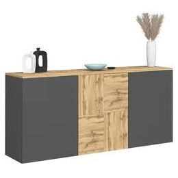 Sideboard OTTO HOME "ISEO, Kommode, Schrank, Sideboard, Lowboard, 6 F&auml;cher, Breite 150 cm", anthrazit, eiche wotan, B:150cm H:70cm T:35cm, Sideboards, Sideboard, stehend/h&auml;ngend, 3 T&uuml;ren, 6 F&auml;cher, Breite 150 cm