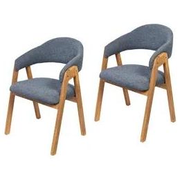 Armlehnstuhl OTTO HOME "Arco Polsterstuhl, Esszimmerstuhl, K&uuml;chenstuhl, 4-Fu&szlig;stuhl", grau, natur, graublau, B:57cm H:83cm T:84cm, Massivholz, Polyester, St&uuml;hle, Armlehnstuhl, Bequem und stilvoll. Gepolstert. Massivholzbeine