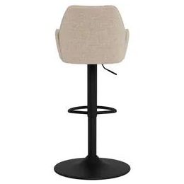 Barhocker Actona GROUP "Glenda, Hocker, Barstuhl", beige, B:52,5cm H:114cm T:52cm, 100% Polyester, Hocker, Barhocker, Stoffpolster, Armlehnen, Gaslift, Drehfunktion, FSCTM