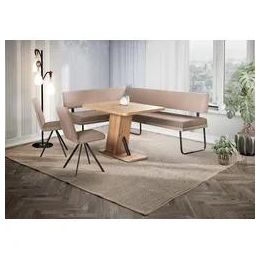 Eckbankgruppe OTTO HOME "Gabi Essecke, Sitzgruppe, Eckbankgruppe, K&uuml;chenbankgruppe", dunkelbeige, taupe, schwarz, B:214cm H:87cm T:164cm, MDF, Massivholz, Metall, Polyester, Spanplatte, Sitzm&ouml;bel-Sets, Eckbankgruppe, Gestell aus matt-schwarzem Flachmetall, stabil, 2-Stoff-Design