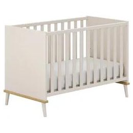 Babybett YUNY BY PAIDI "HAZEL 60x120cm in Beige, Kinderbett mit Massivholz", cashmere, beige, eiche, montana, B:126cm H:85cm T:67cm, Holzwerkstoff, Massivholz, Babybetten, Babybett, Gitterbett 3-fach h&ouml;henverstellbar