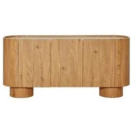 Sideboard Jahnke "CIRCO SB 160", montana eiche, marmor wei&szlig;, B:160cm H:74,3cm T:38,4cm, Holzwerkstoff, Sideboards, Sideboard, Sideboard, 3-t&uuml;rig, gerundetes Design, Marmor-Look, Breite 160 cm