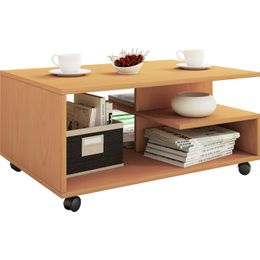 Couchtisch Vcm, B:80cm T:50cmbuche, Wohnzimmer, Tische, "Holz Sofatisch Couchtisch Rollen rollbar Stango L"