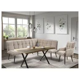 Eckbank exxpo - SOFA FASHION "Mocca Essbank, Sitzbank", beige, B:240cm H:94cm T:161cm, Sitzb&auml;nke, Eckbank, hoher Sitzkomfort, bequem und elegant, hochwertige Detailverarbeitung