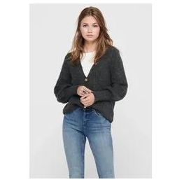 Strickjacke Only "ONLCLARE L/S CARDIGAN KNT NOOS", Damen, Gr. XS, dunkelgrau melange, Strick, Obermaterial: 81% Polyacryl, 19% Polyester, meliert, unifarben, Basic taillenlang, tiefer V-Ausschnitt, B&uuml;ndchen, Strickjacken Strickjacke