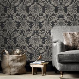Sublime Vliestapete "DAMASK", B/L: 0,52m x 10m, Rollen: 1, schwarz, Wohnzimmer, Tapeten, Design Tapeten