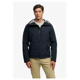 Outdoorjacke Superdry "HOODED SOFTSHELL TREKKER JKT", Herren, Gr. 3XL, eclipse navy, Web, Obermaterial: 90% Polyester, 10% Elasthan, unifarben, relaxed fit normal, Jacken Outdoorjacke