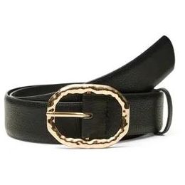 V&eacute;ro Moda Synthetikg&uuml;rtel VERO MODA "VMKAJA COATED BELT NOOS", Damen, Gr. 95, schwarz detail:gold, Lederimitat, kontrastfarbene Details, unifarben, G&uuml;rtel
