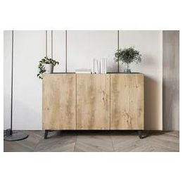 Sideboard Home Affaire "SIDEBOARD PHUKET II, Stilvolle, grifflose Kommode, Breite 120cm", matera anthrazit, kastanie breslau, B:120cm H:39cm T:39cm, ABS-Kunststoff, FSC-zertifizierter Holzwerkstoff, Kunststoff, Spanplatte, Sideboards, Sideboard, Mit 6 F&auml;chern und h&ouml;henverstellbaren Einlegeb&ouml;den