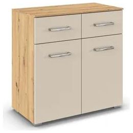 Kommode Rauch "Gamma", eiche artisan, beige (champagner), B:80cm H:81cm T:42cm, Holzwerkstoff, Sideboards, Kommode, mit zwei T&uuml;ren und zwei ger&auml;umigen Schubladen MADE IN GERMANY