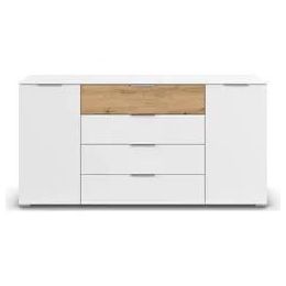 Kombikommode Rauch "Sideboard T&uuml;rkommode Schubladenkommode Kommode ASTANA", alpinwei&szlig;, eiche artisan, B:160cm H:81cm T:42cm, Holzwerkstoff, Sideboards, Kombikommode, 2-t&uuml;rig, 4 ger&auml;umige Schubladen, Kantengriff Alufarben MADE IN GERMANY